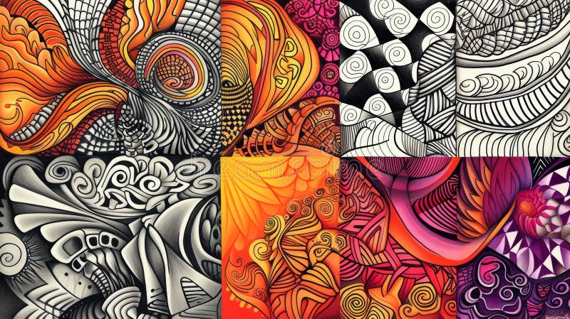 Vibrant and Dynamic Abstract Doodle Art Collection Stock Photo - Image ...