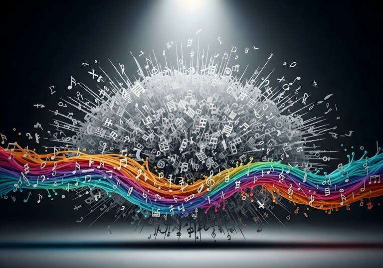 Rainbow Music Notes Abstract Background Stock Illustration ...