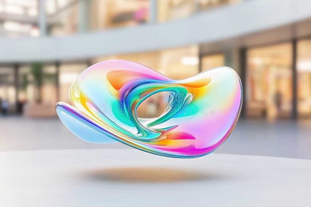 Abstract Colorful Fluid Form with Iridescent Reflections Stock ...