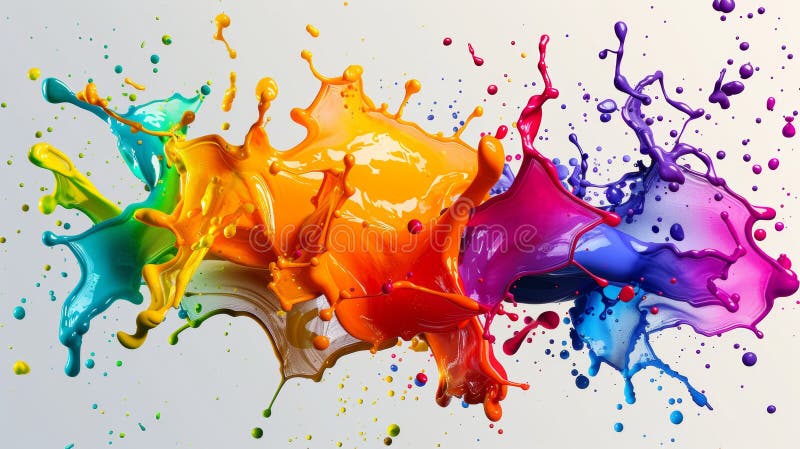 Vibrant and Dynamic Abstract Paint Splash Design on a Clean White ...