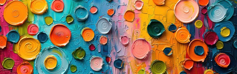 Colorful Geometric Abstract Painting with Rough Texture and Circular ...