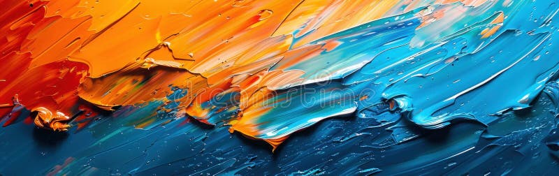 Colorful Abstract Painting Texture with Blue and Orange Complementary ...