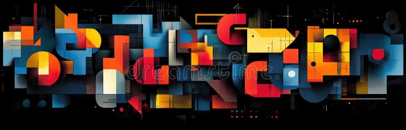 Depth and Movement: Abstract Typography Composition with Bold Colors ...