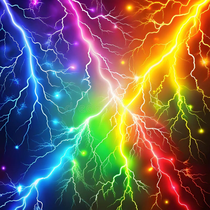 A Colorful Background with a Rainbow of Lightning Stock Illustration ...