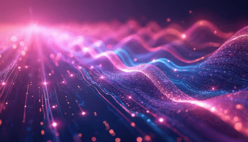 Vibrant, Dynamic Background of Light Trails, Digital Waveforms. Curve ...