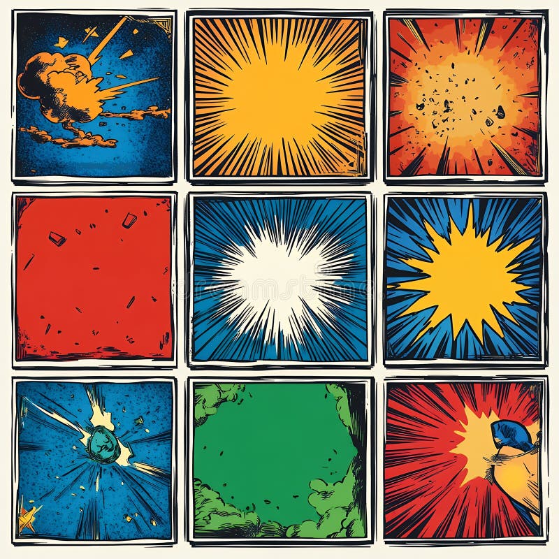 Dynamic Abstract Comic Book Style Paneling Illustration with Vibrant ...