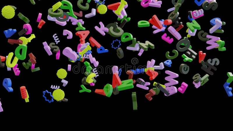 Colorful Falling Alphabet Animation (mov) with Transparent Background ...