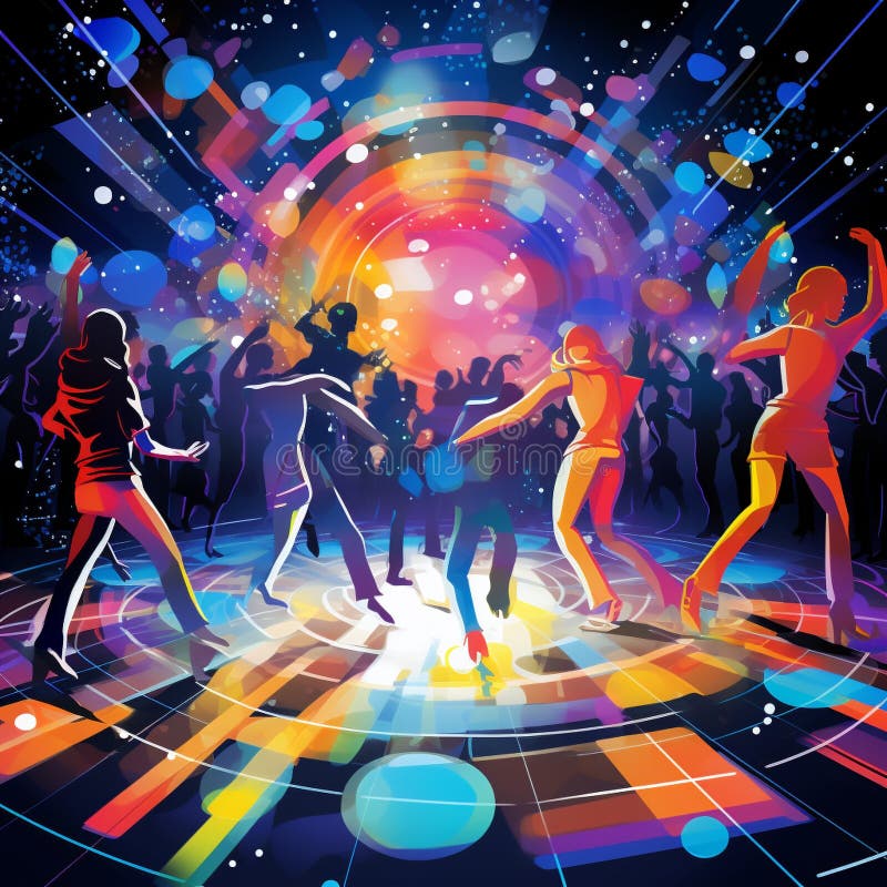 Vibrant and Dynamic Dance Floor with Energetic People Dancing Stock ...