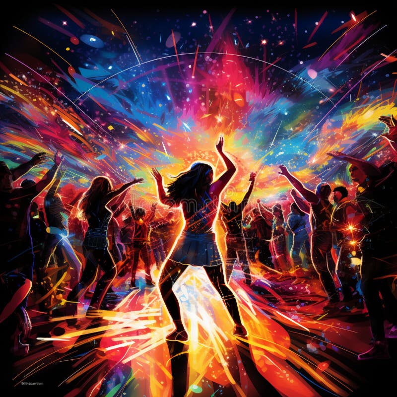 Vibrant and Dynamic Dance Floor with Energetic People Dancing Stock ...