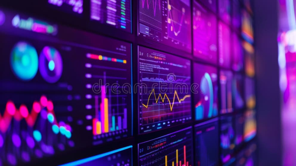 Dynamic Data Visualization on Digital Screens, Generative AI Stock ...