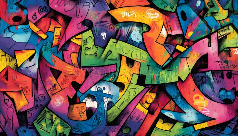 A Vibrant and Dynamic Graffiti Mural Bursting with Colors and Abstract ...