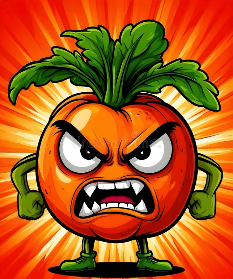 Vibrant and Dynamic Illustration Featuring an Angry Vegetable Bursting ...