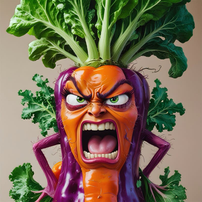 Vibrant and Dynamic Illustration Featuring an Angry Vegetable Bursting ...