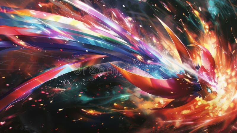 A Vibrant, Dynamic Illustration of a Mythical Creature Bursting with ...