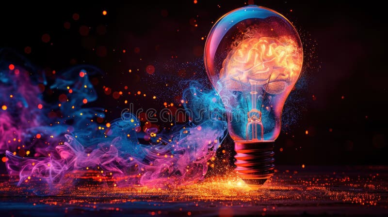 Exploding Creative Mind: Colorful Lightbulb Illustration Depicting the ...