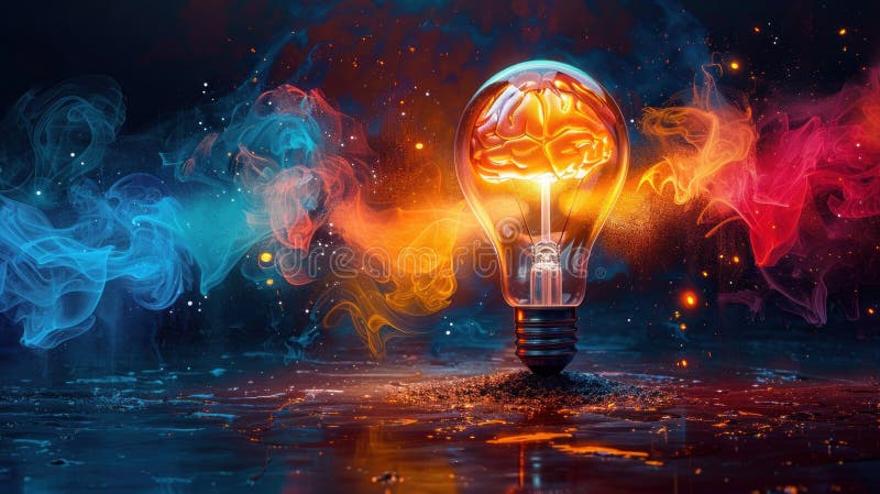 Exploding Creative Mind: Colorful Lightbulb Illustration Depicting the ...