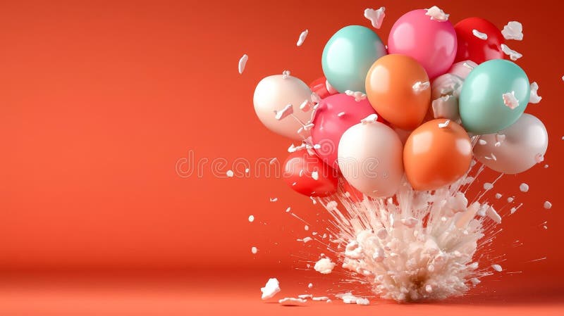 Exploding Balloons with a Splash of White Foam Stock Illustration ...