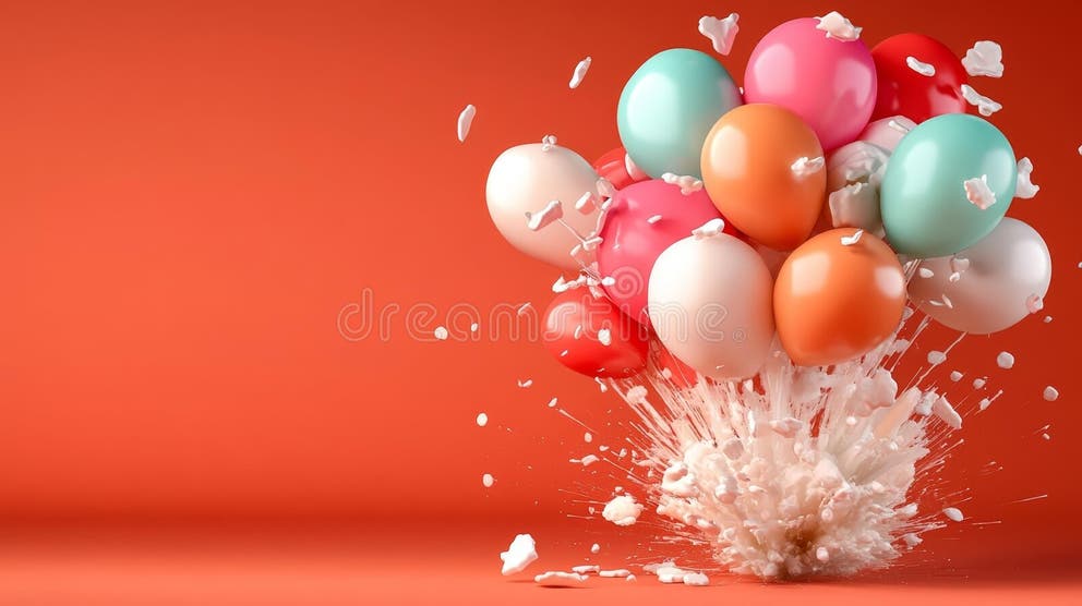 Exploding Balloons with a Splash of White Foam Stock Illustration ...