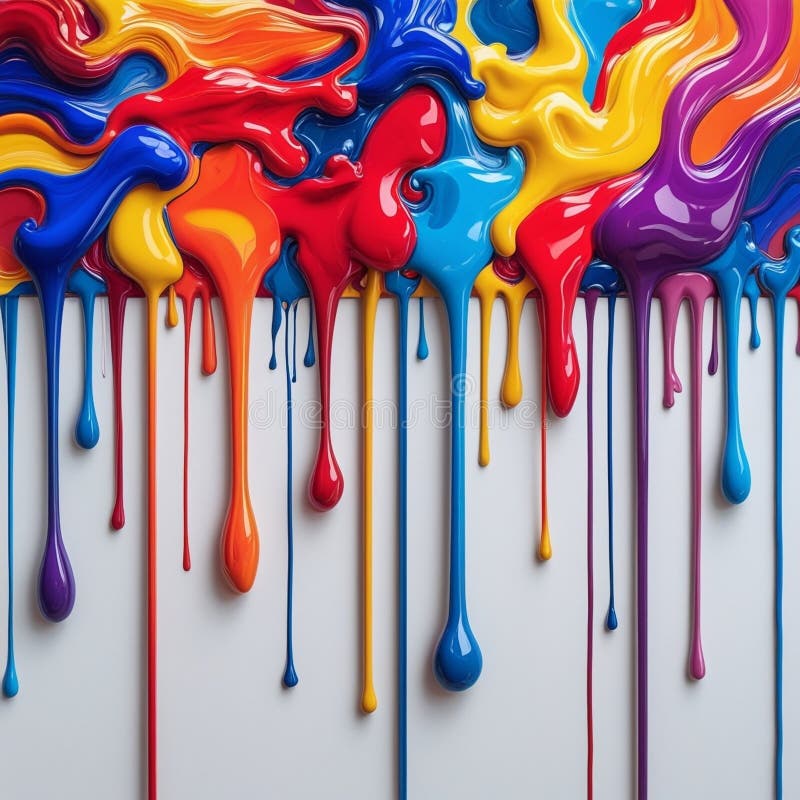 A Vibrant and Dynamic Image of a Multitude of Colored Paints Dripping ...