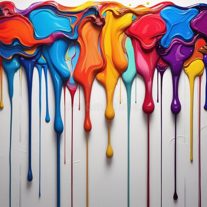A Vibrant and Dynamic Image of a Multitude of Colored Paints Dripping ...