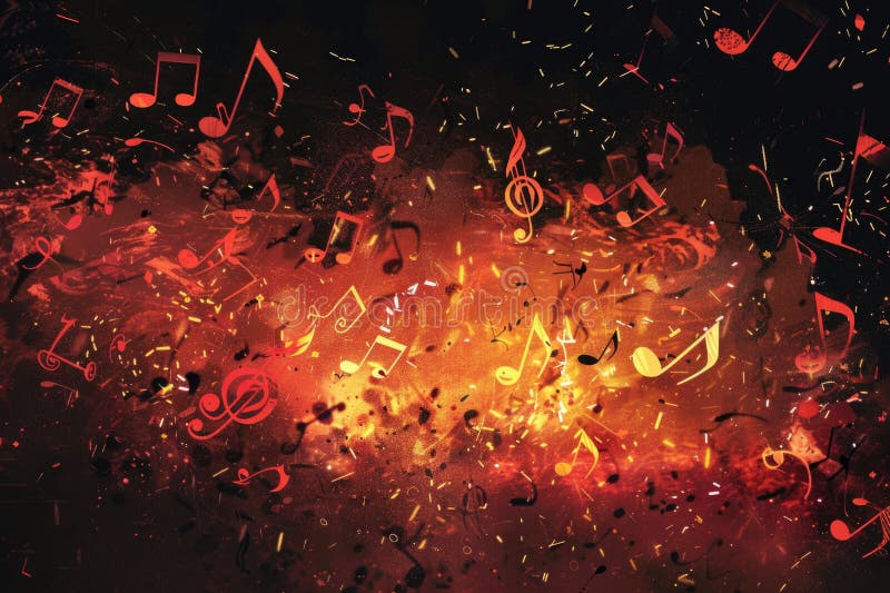 A Vibrant and Dynamic Image of Musical Notes Bursting into the Air ...