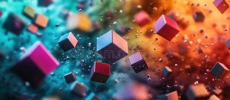 Dynamic Progression: 3D Cubes and Shapes in Motion with Bright ...