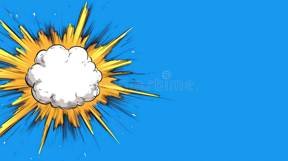 Colorful Comic Starburst Explosion on Blue Background with Copy Space ...