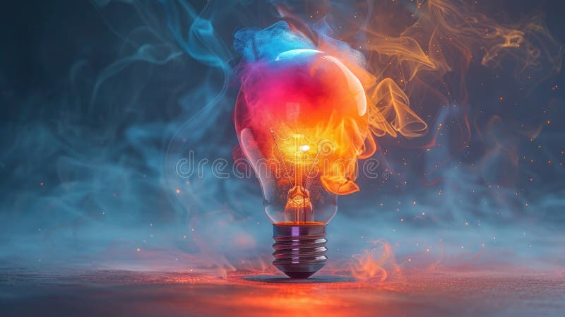 Creative Mind Illuminated: Colorful 3D Lightbulb Collage on White ...