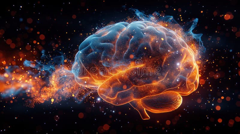 Colorful Brain Explosion on Dark Background for Creative Thinking and ...