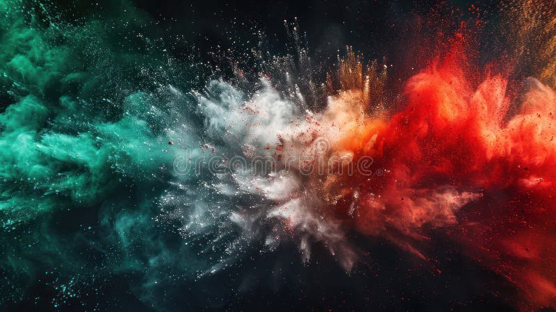Mexican Flag Holi Powder Explosion on Black Background Stock ...