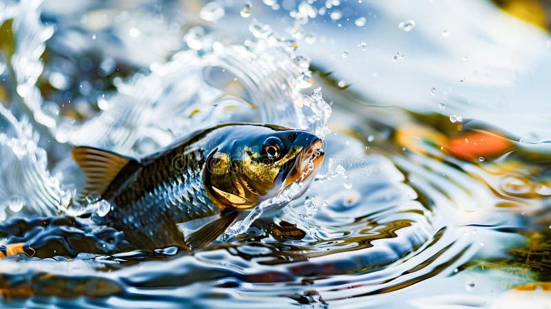 A Vibrant and Dynamic Image Showcasing a Fish Leaping Out of the Water ...
