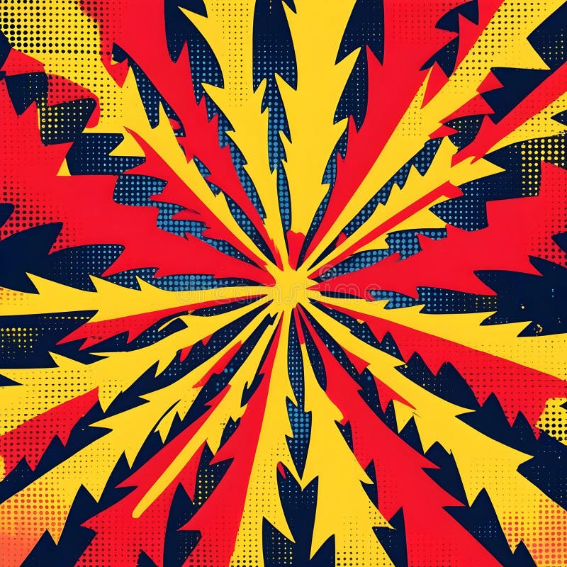 A Vibrant, Dynamic Radial Explosion Pattern with Alternating Red and ...
