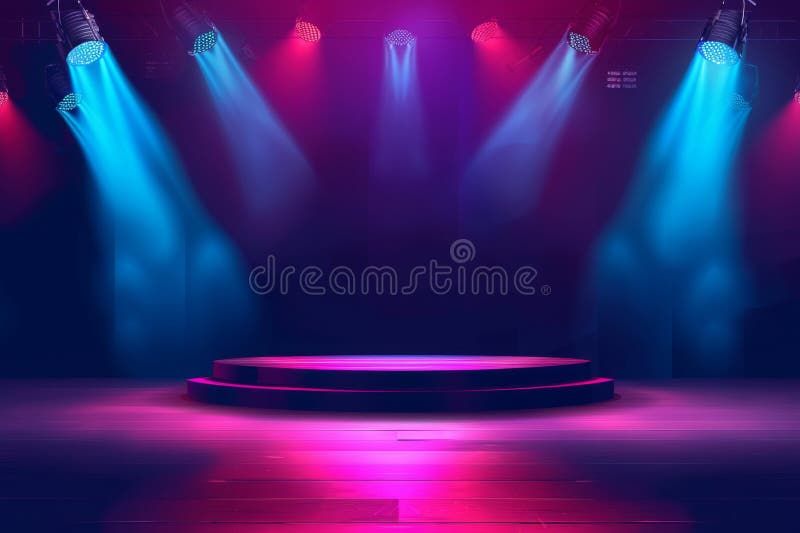 Illuminated Stage with Vibrant Background Stock Illustration ...