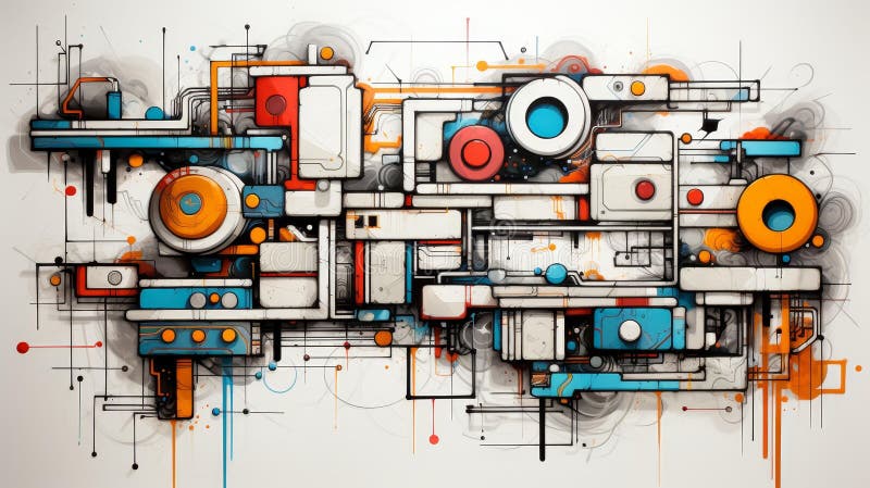 Vibrant Dynamic Scribble Illustrations with Bold Contrasts and Flat ...