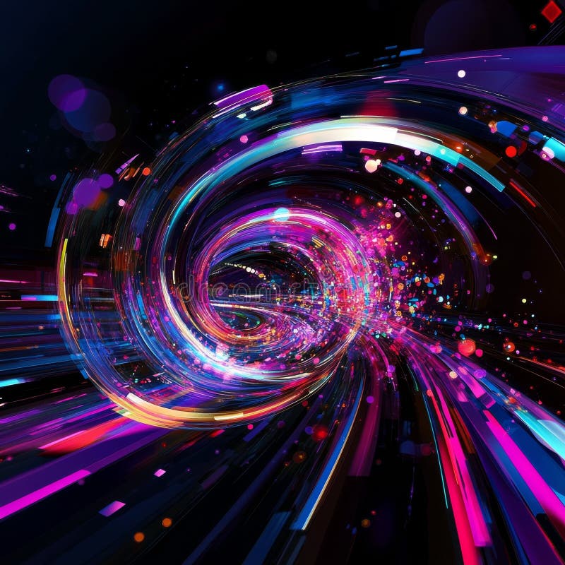 Vibrant Dynamic Swirl of Colors and Lights Representing Modern Digital ...