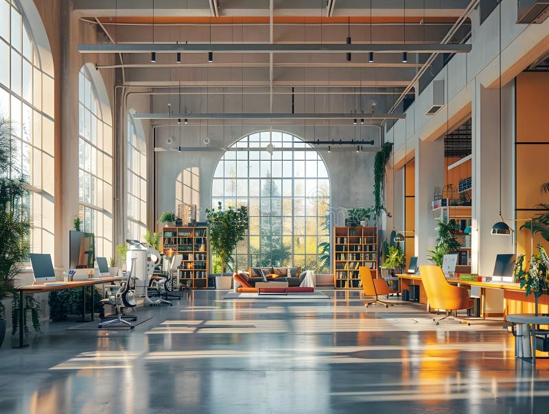 Vibrant and Dynamic Tech Startup Workspace with Sleek Contemporary ...