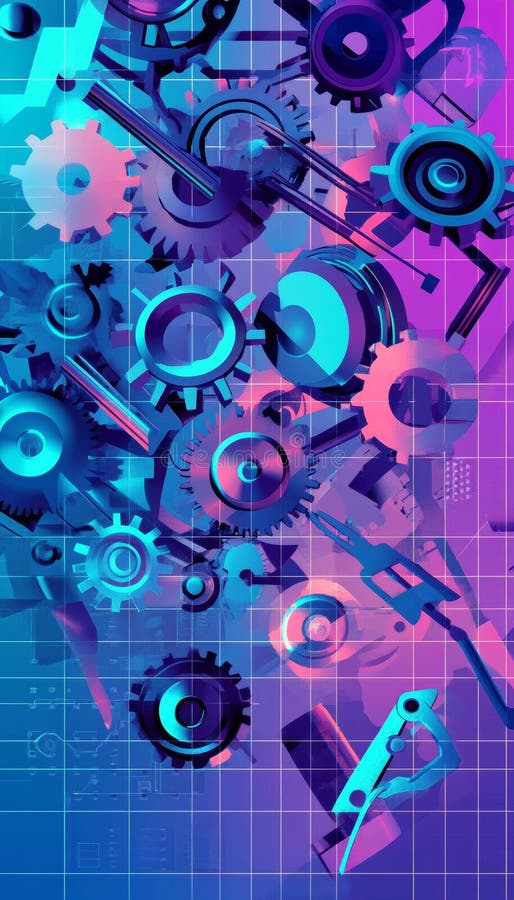 Vibrant Dynamic Thumbnail Illustration of Gears, Circuits, and Tools ...