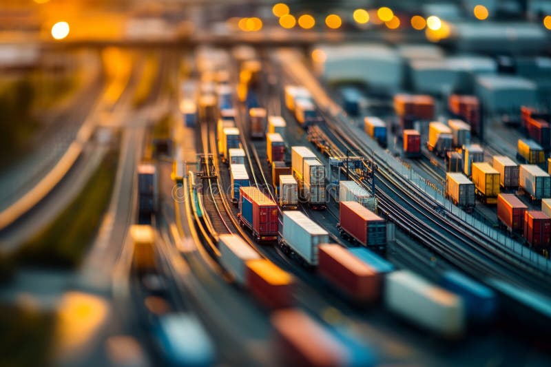 A Vibrant and Dynamic View of a Freight Yard at Sunset. this Image ...