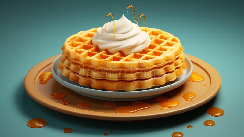 Vibrant Dynamic Waffle Illustration with Bold Contrasts and Complex ...