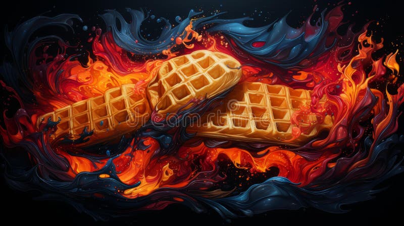 Vibrant Dynamic Waffle Illustration with Bold Contrasts and Complex ...