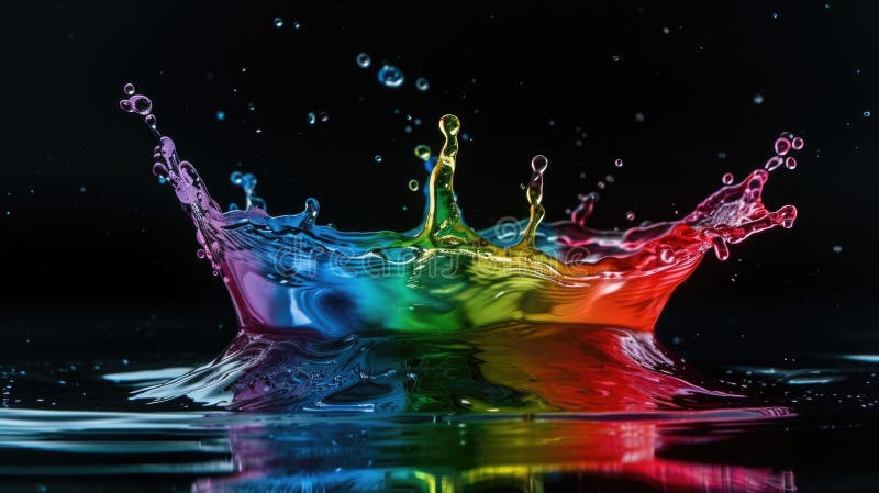 A Vibrant and Dynamic Water Splash Captured on a Black Surface. Perfect ...