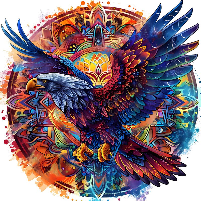 Vibrant Eagle Mandala Art for Creative Projects Stock Illustration ...