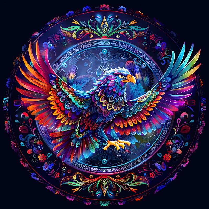 Vibrant Eagle Mandala Art for Creative Projects Stock Illustration ...