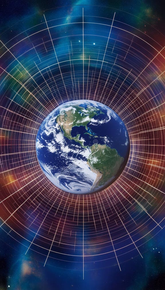 Vibrant Earth in a Mesmerizing Space Time Warp Grid with Energetic ...