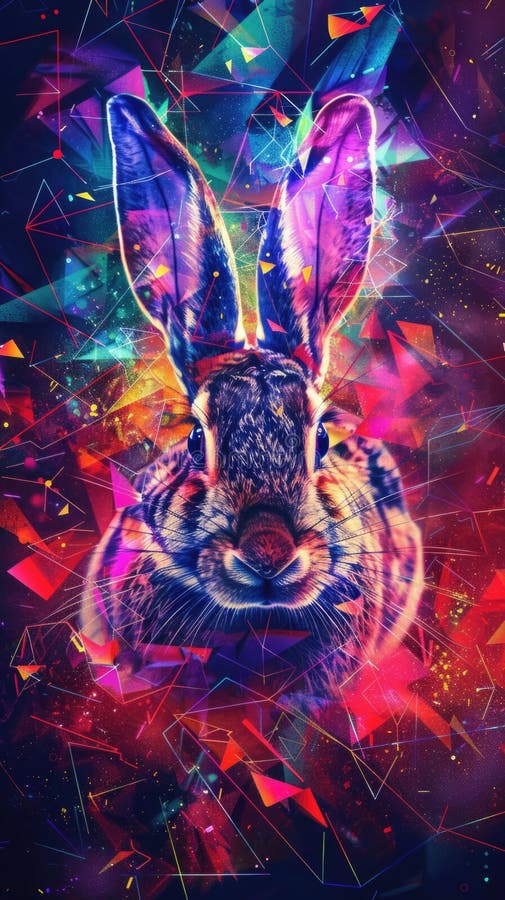 Vibrant Easter Bunny and Abstract Geometric Patterns for Festive Design ...