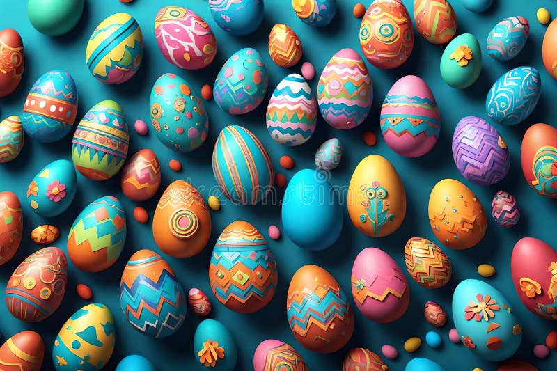 Vibrant Easter Bunny with Multicolor Easter Eggs Stock Illustration ...