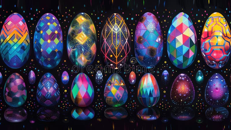 Vibrant Easter Egg Collection with Intricate Designs Stock Photo ...