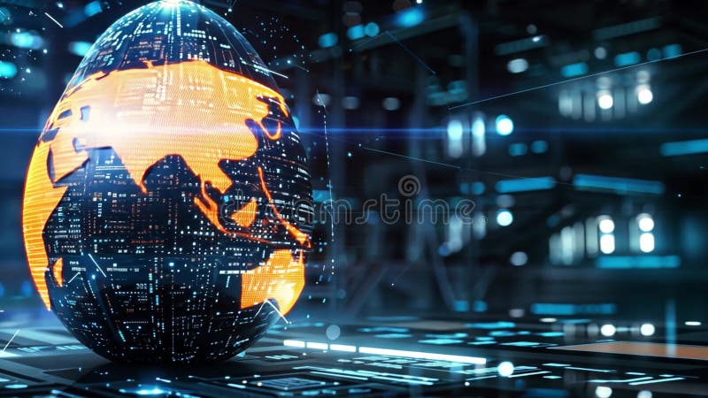 Digital Easter Egg with a Glowing Representation of the World in a ...