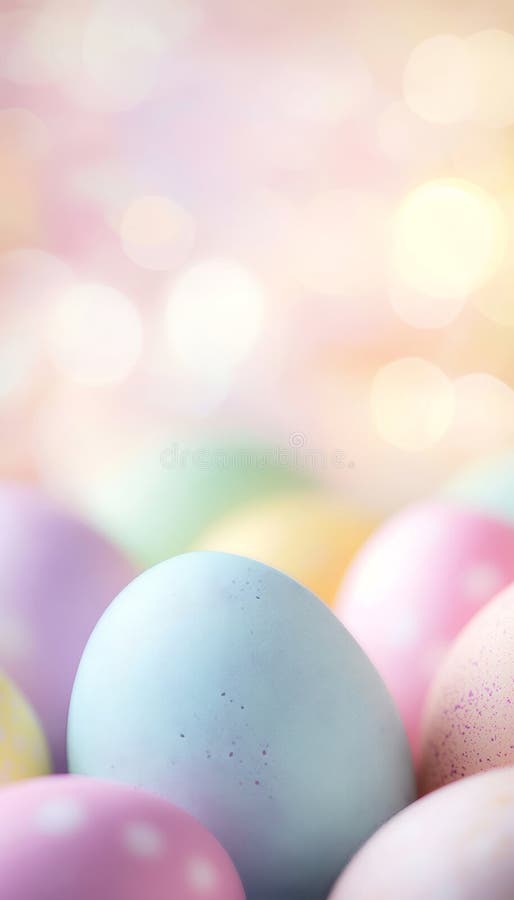 Vibrant Easter Egg Display in Pastel Colors with Soft Bokeh, Capturing ...