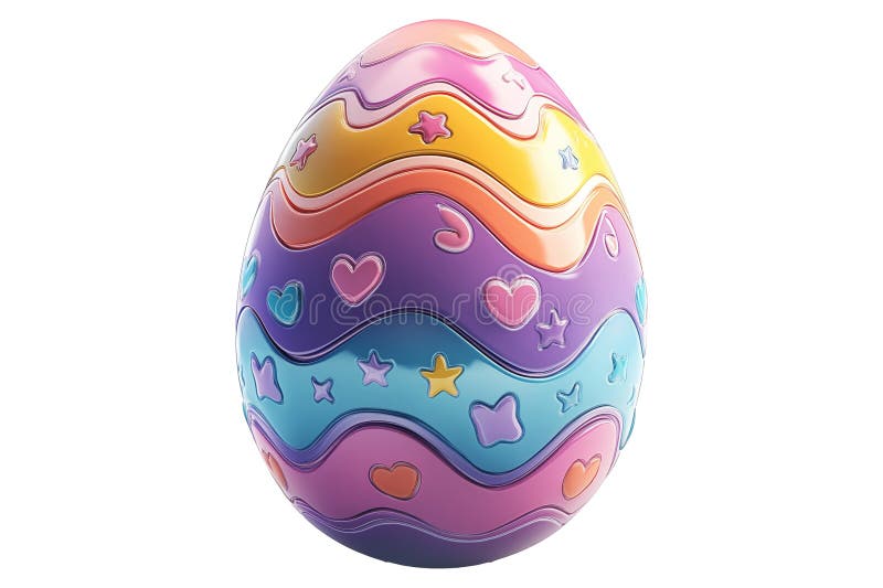 Vibrant Easter Egg with Embossed Patterns of Waves, Stars, and Hearts ...